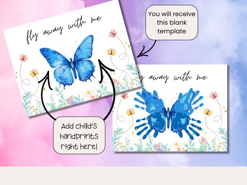 Fly Away With Me Butterfly Handprint Art | Preschool Craft Template ...
