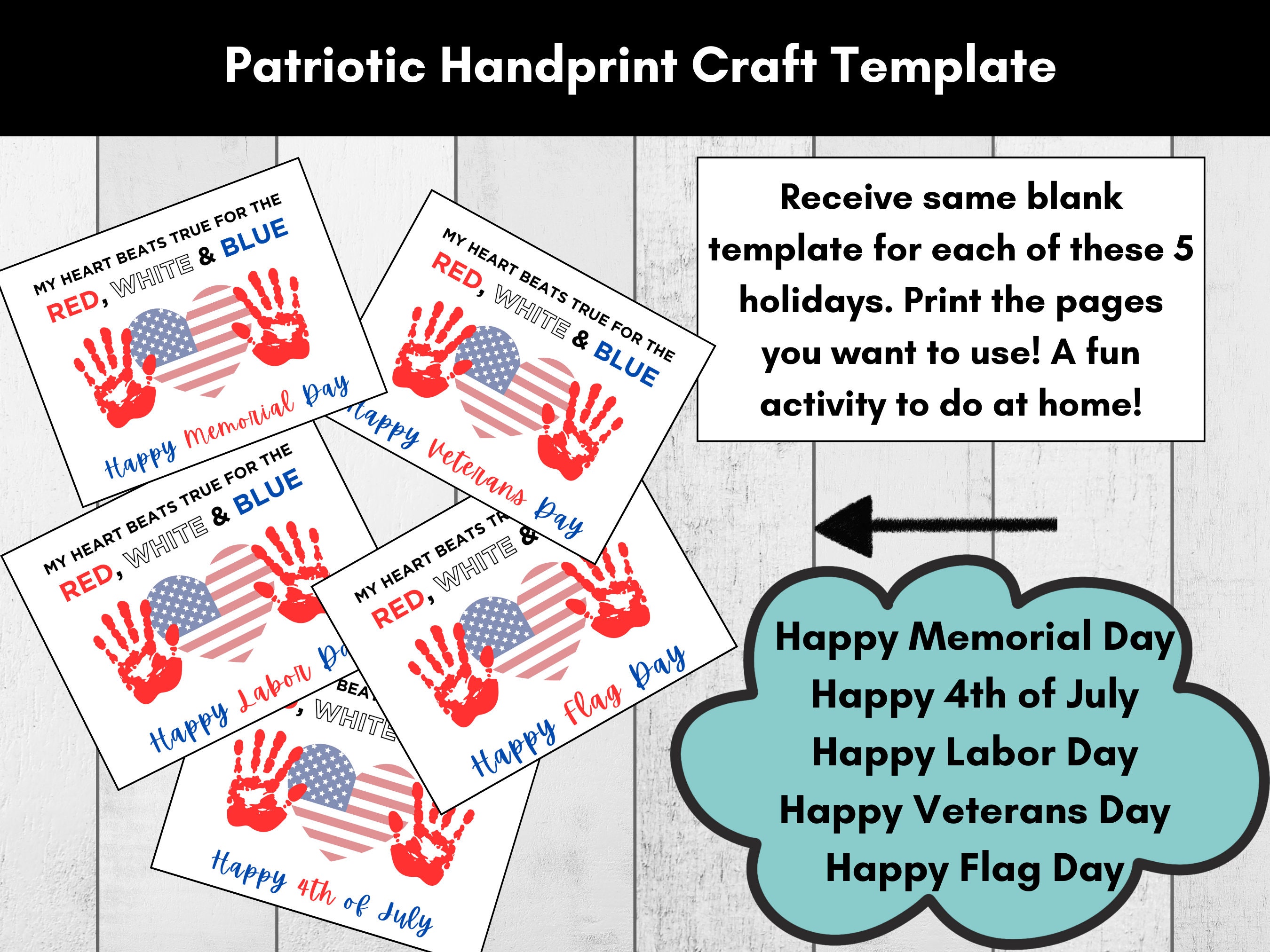 Patriotic Handprint Craft | Memorial Day Handprint | 4th of July ...