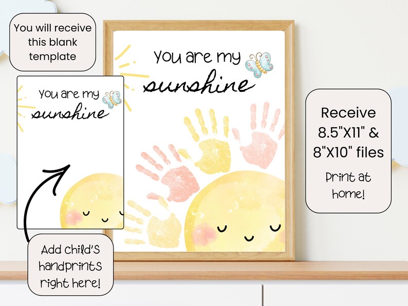 You Are My Sunshine Handprint Art Sunshine Craft Template DIY Preschool ...