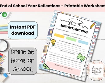 End of School Year Reflection Worksheet 100% Customizable Canva Template - Etsy