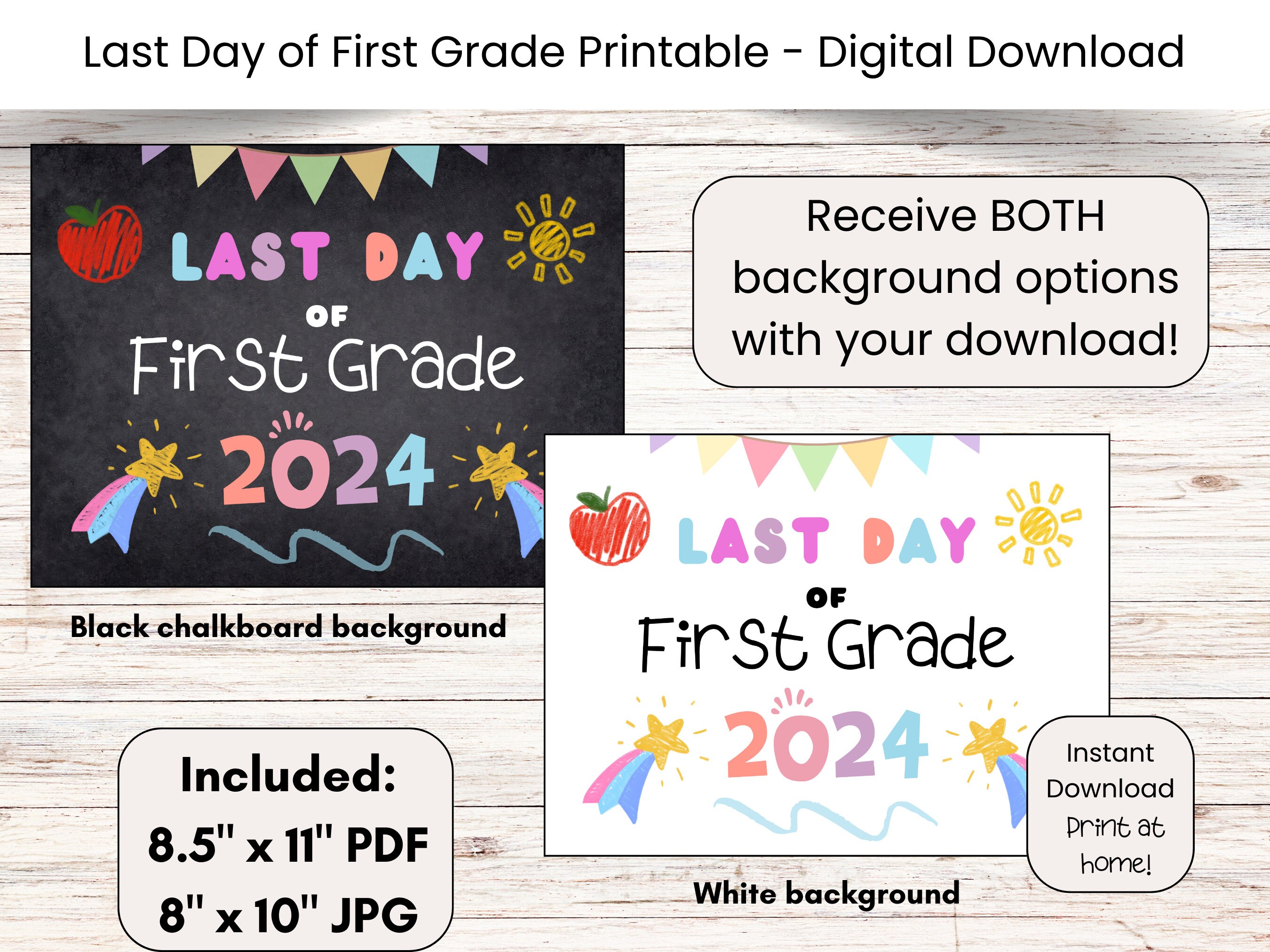 Last Day of First Grade Printable Sign Last Day of Grade 1 Last Day of ...