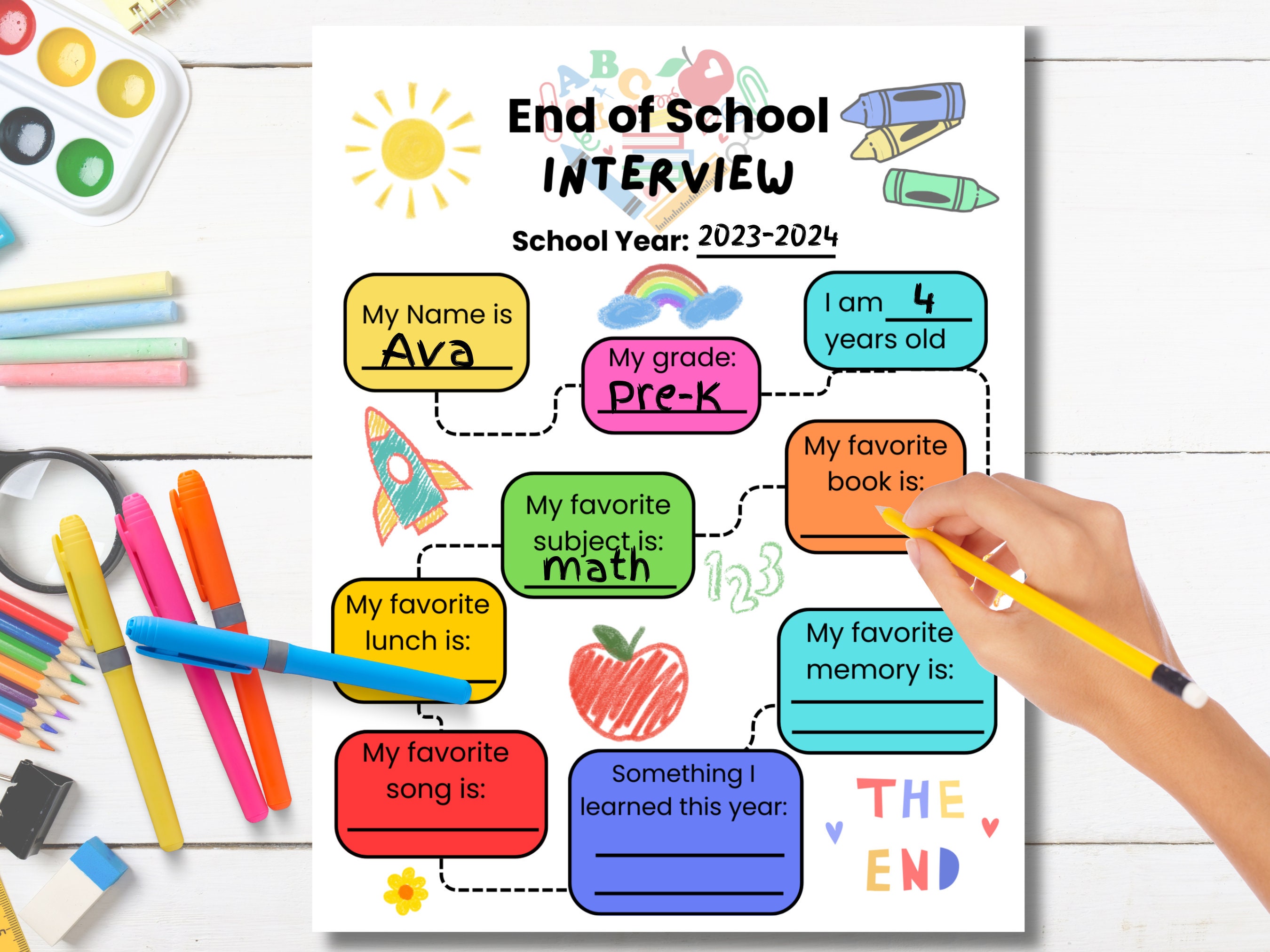 End of School Year Interview Page | Year in Review Printable | Year End ...