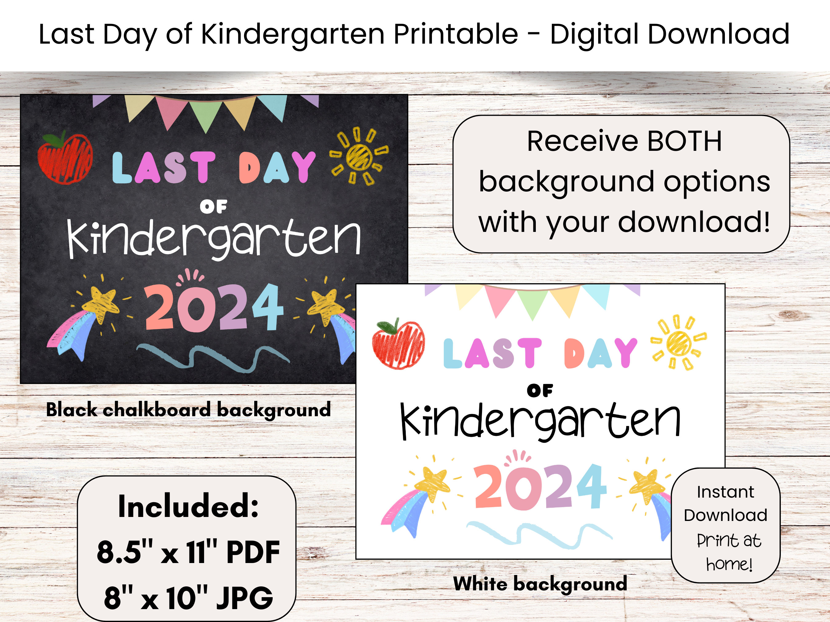 Last Day of Kindergarten Printable Sign Last Day of K Last Day of ...