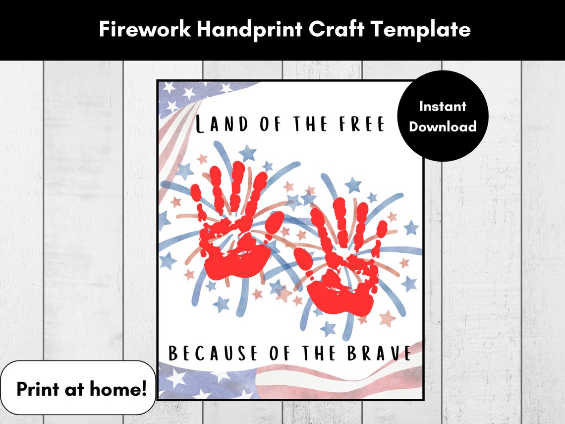 Firework Handprint Craft | Patriotic Handprint Art | Printable Craft ...
