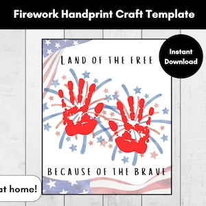 Firework Handprint Craft | Patriotic Handprint Art | Printable Craft ...