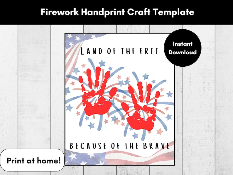 Firework Handprint Craft | Patriotic Handprint Art | Printable Craft ...