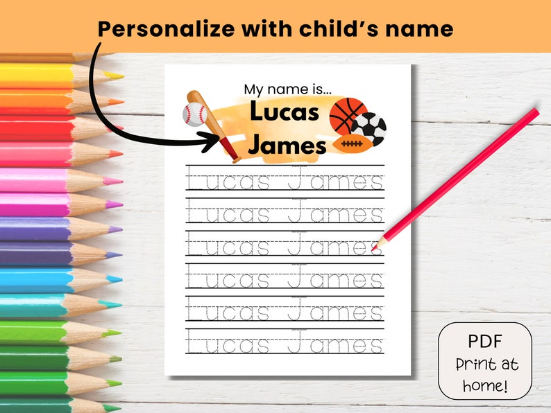 Custom Name Tracing Page | Custom Handwriting Practice Sheet | Name ...