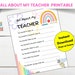 All About My Teacher Questionnaire | Printable Teacher Gift | Fill in ...