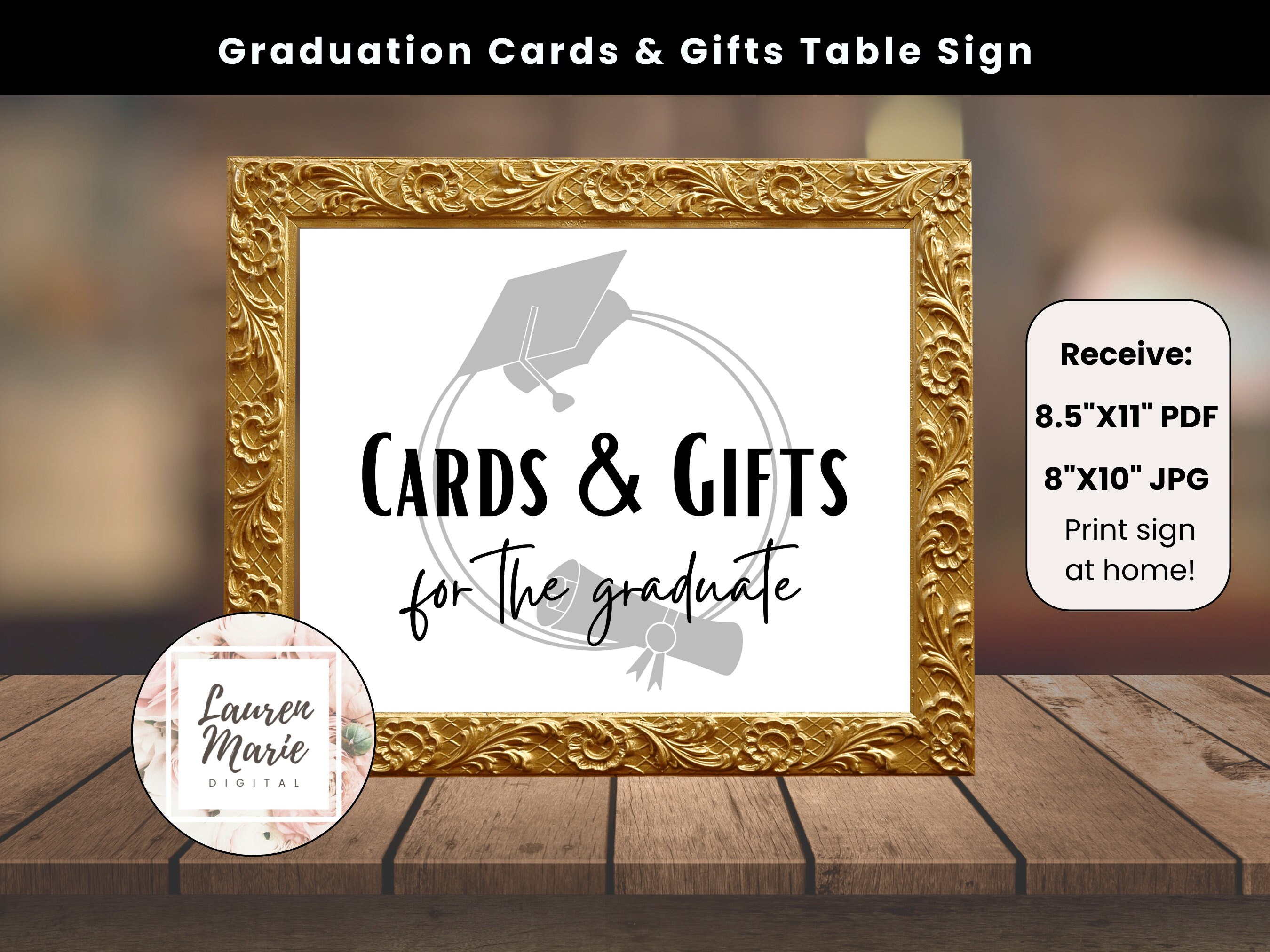 Graduation Cards and Gifts Table Sign Grad Party Table Sign High School ...