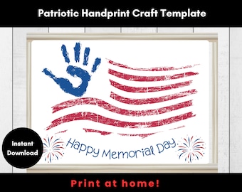 American Flag Handprint Craft | Patriotic Handprint Template | Happy ...