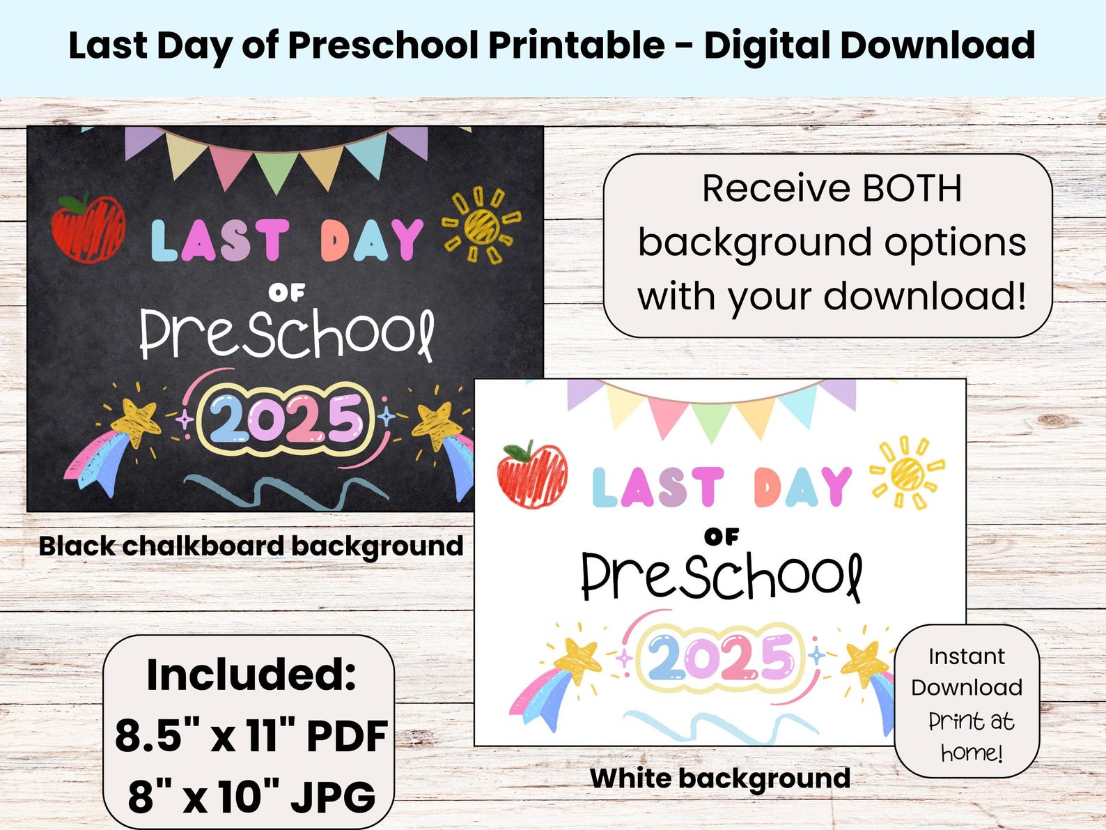 Last Day of Preschool Printable Sign | Last Day of Pre-k | Last Day of ...