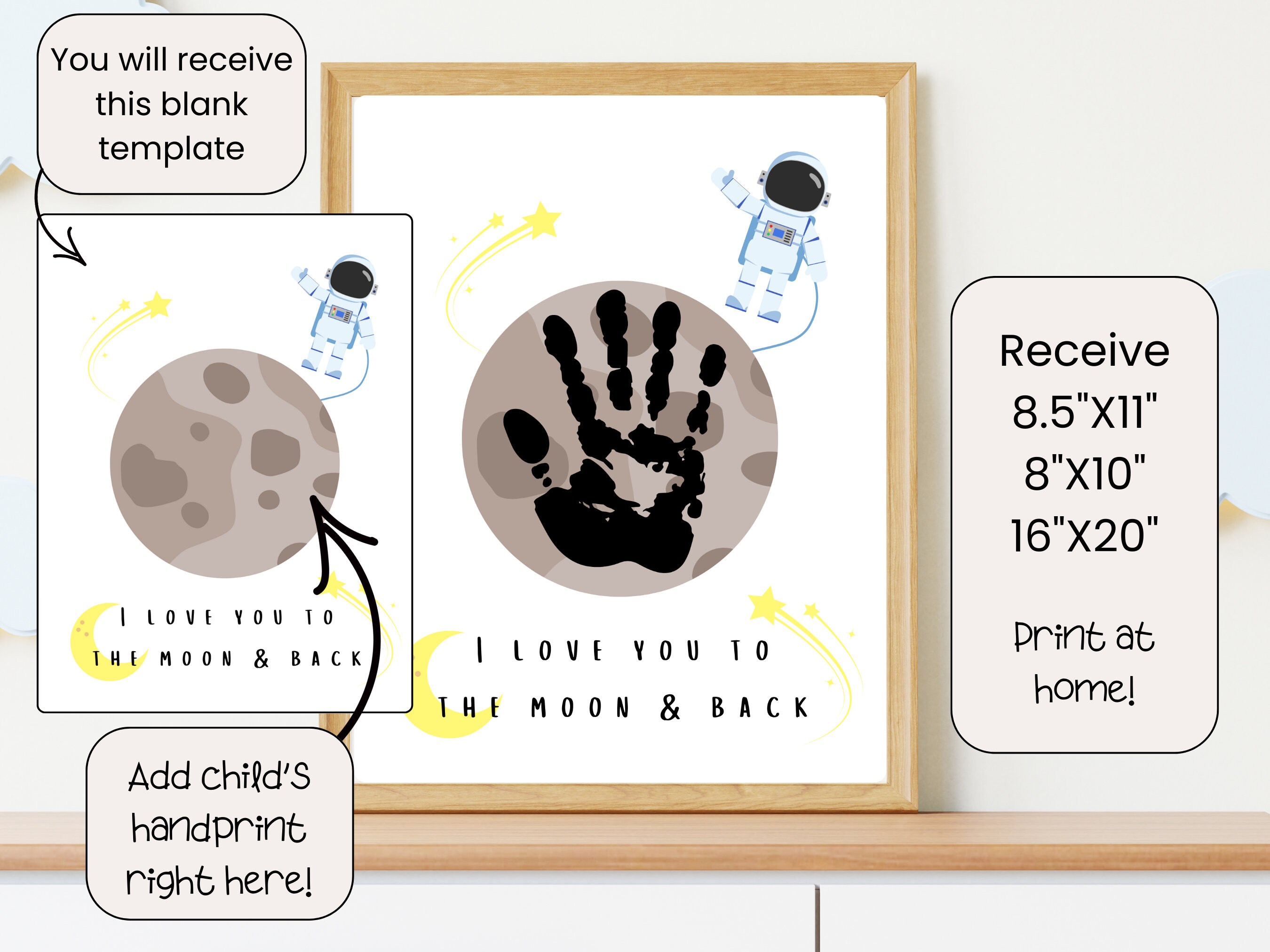 I Love You to the Moon and Back Handprint Art | Preschool Craft ...