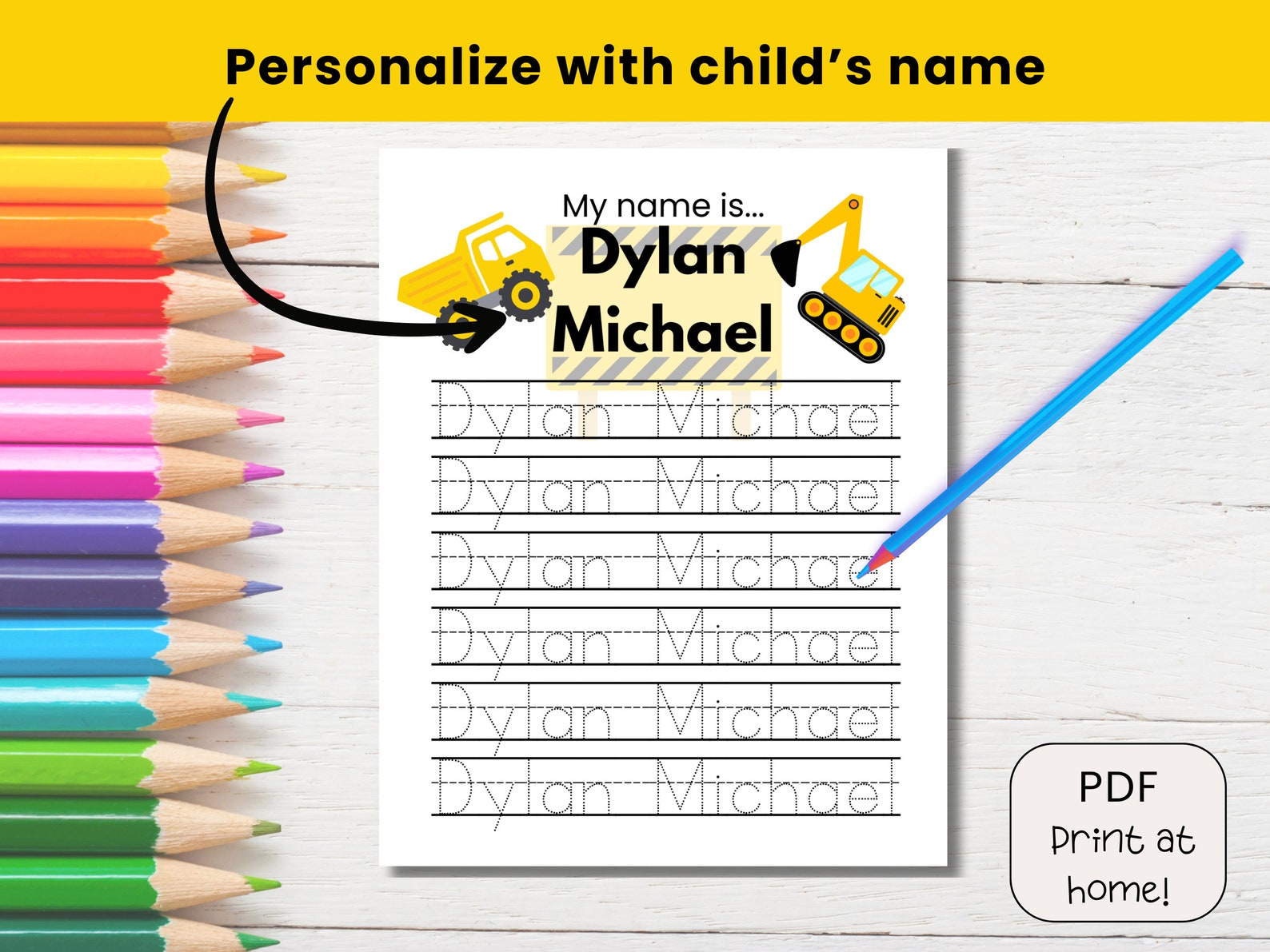 Custom Name Tracing Page | Custom Handwriting Practice Sheet | Name ...