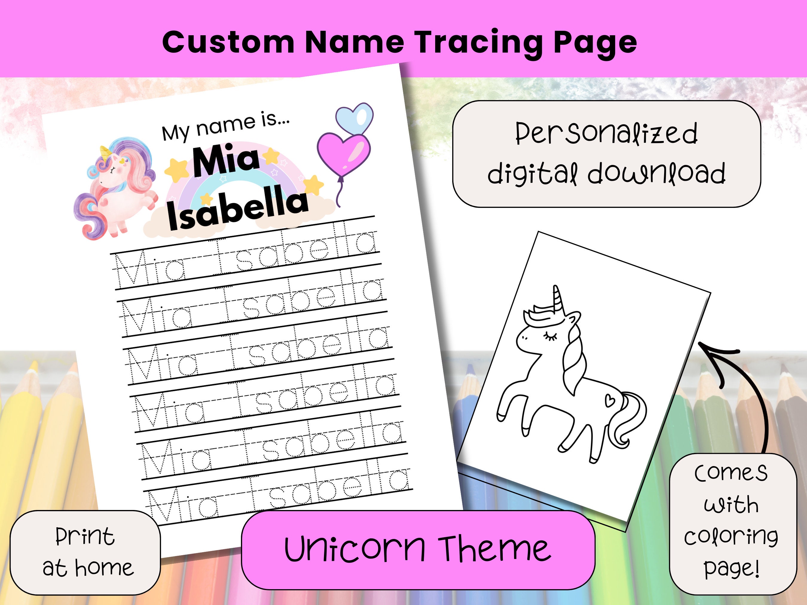 Custom Name Tracing Page | Custom Handwriting Practice Sheet | Name ...