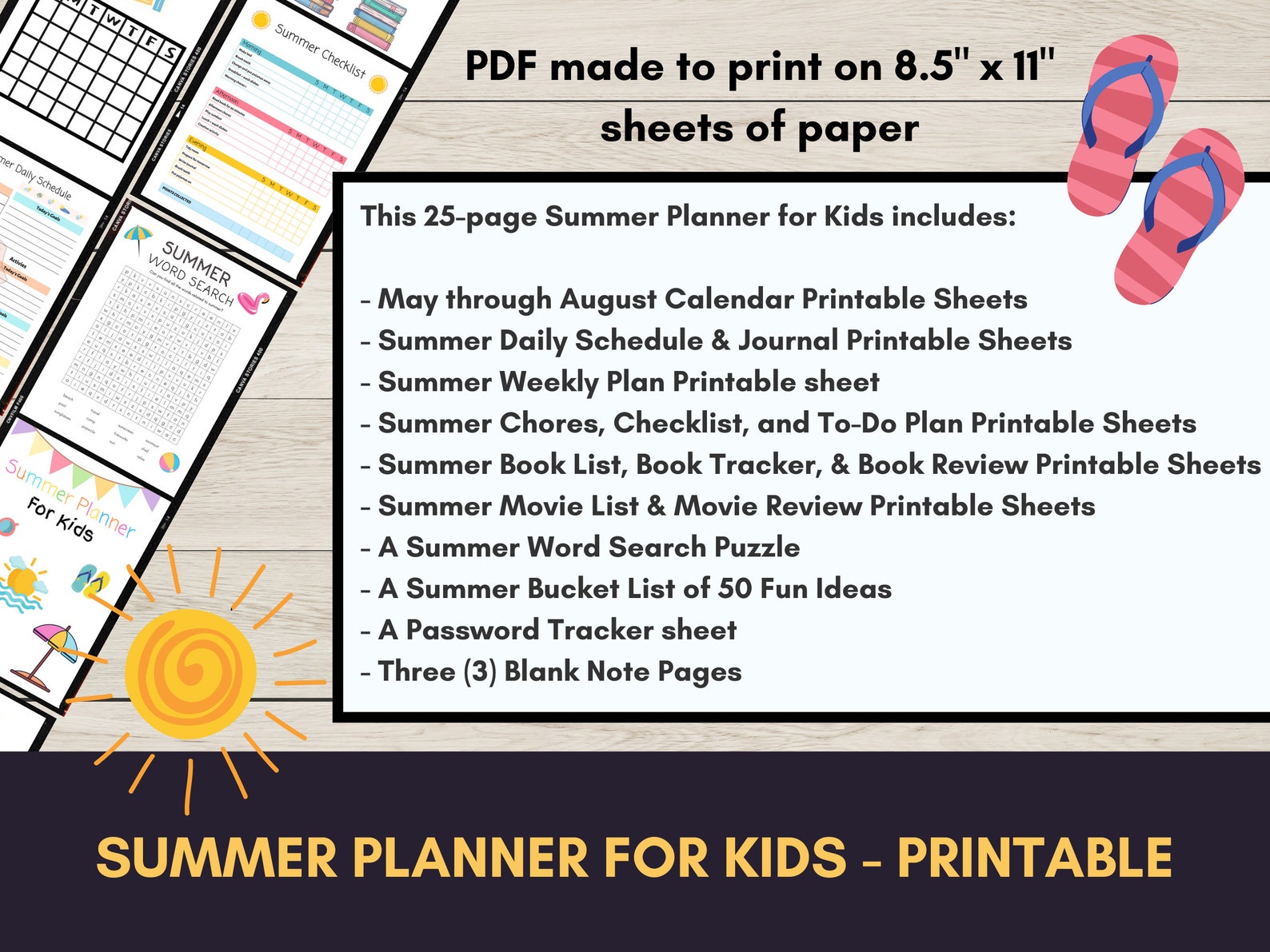 PRINTABLE SUMMER 2025 Planner Bundle for Kids | Summer Calendar ...