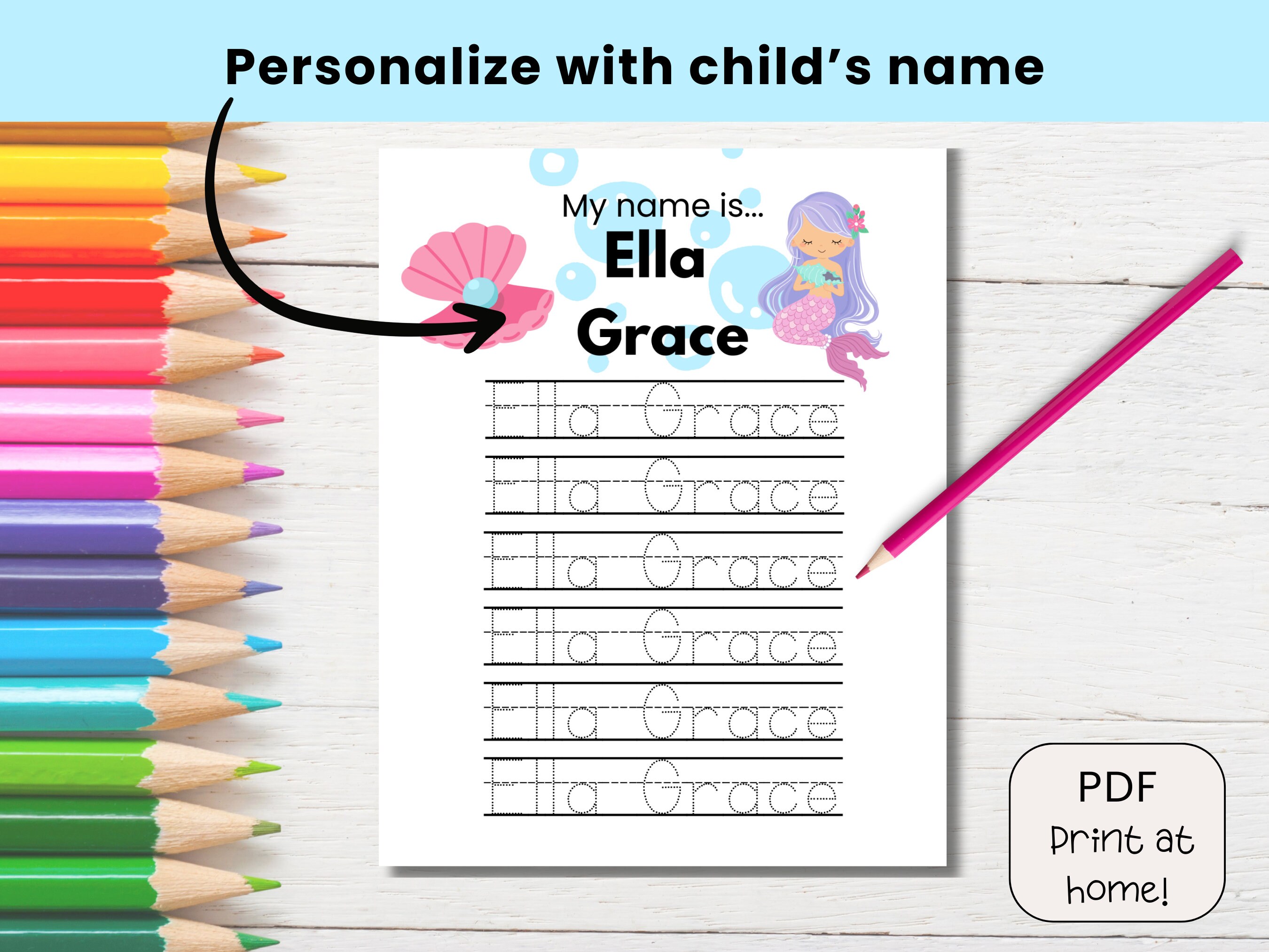Custom Name Tracing Page | Custom Handwriting Practice Sheet | Name ...