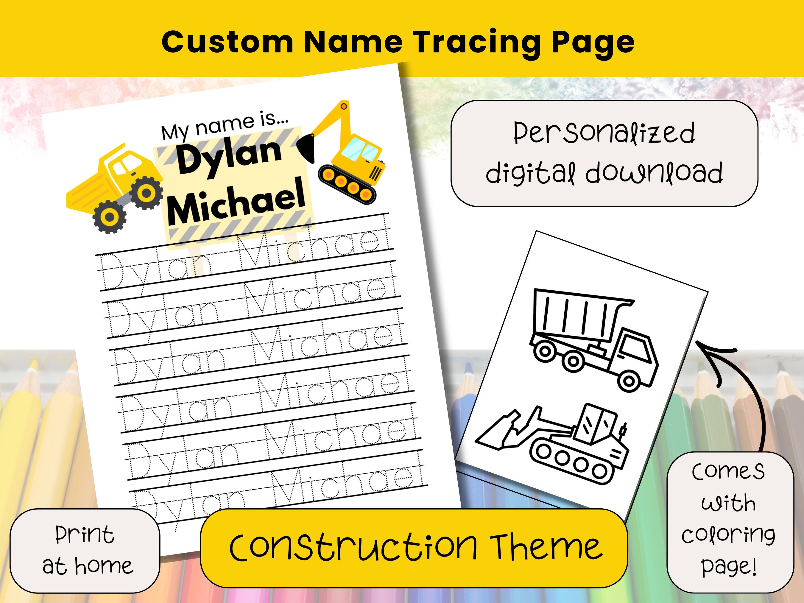 Custom Name Tracing Page | Custom Handwriting Practice Sheet | Name ...