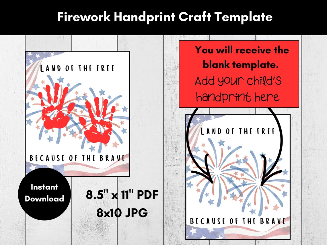 Firework Handprint Craft | Patriotic Handprint Art | Printable Craft ...