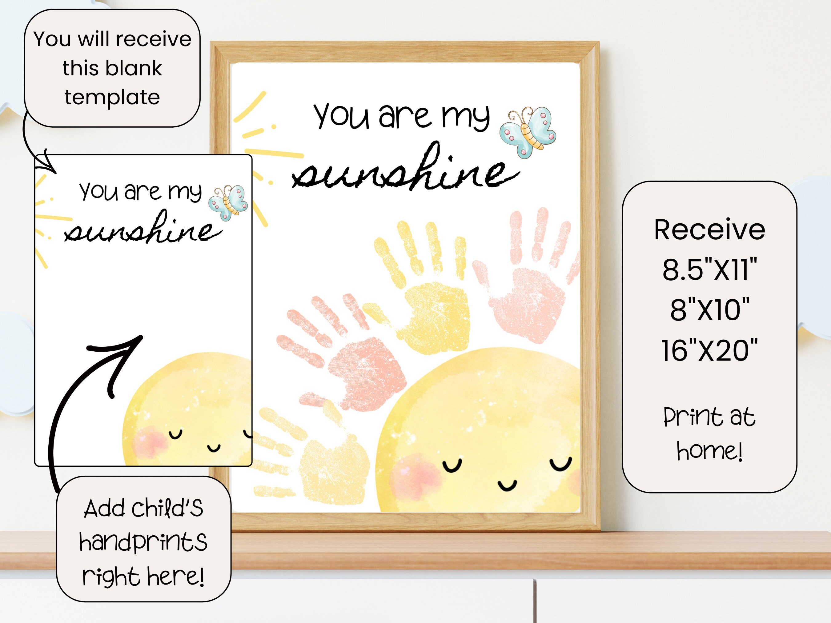 You Are My Sunshine Handprint Art | Sunshine Craft Template | DIY ...