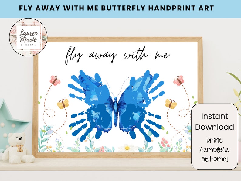 Fly Away With Me Butterfly Handprint Art | Preschool Craft Template ...