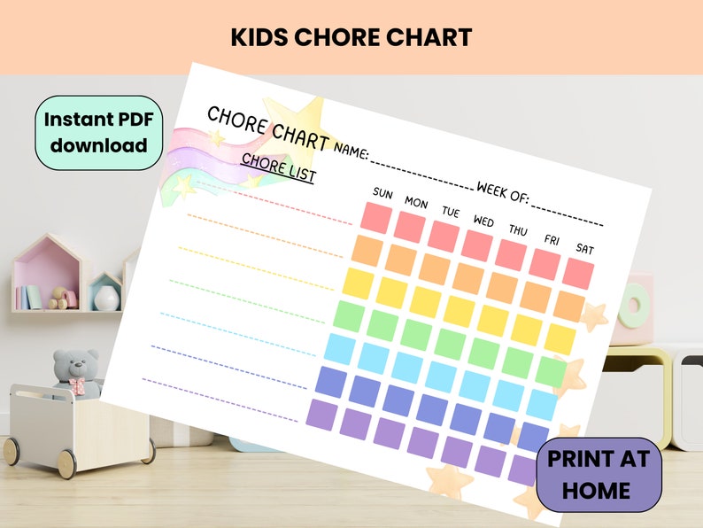 Kids Chore Chart | Responsibility Chart for Kids | Printable Chore ...