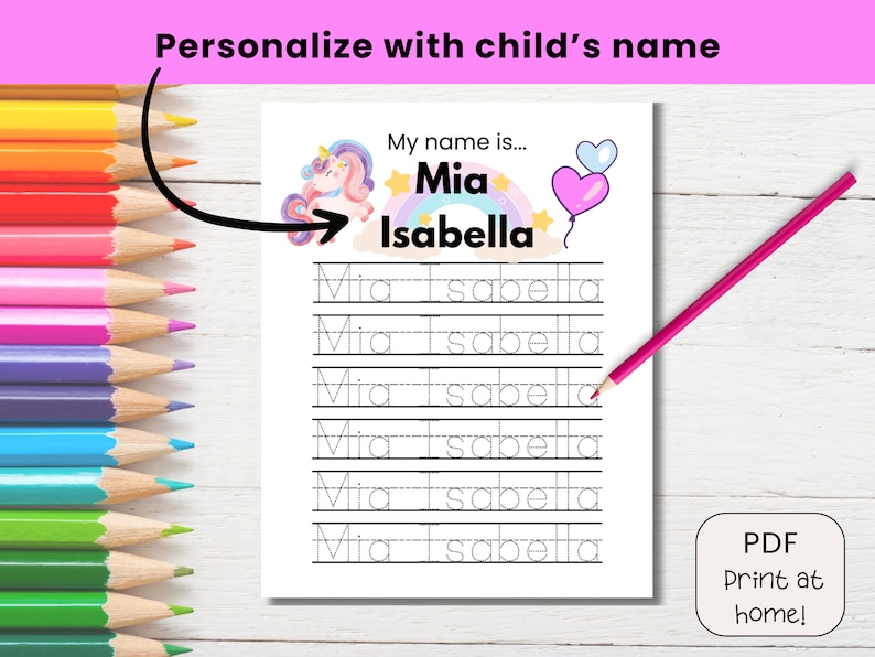 Custom Name Tracing Page | Custom Handwriting Practice Sheet | Name ...
