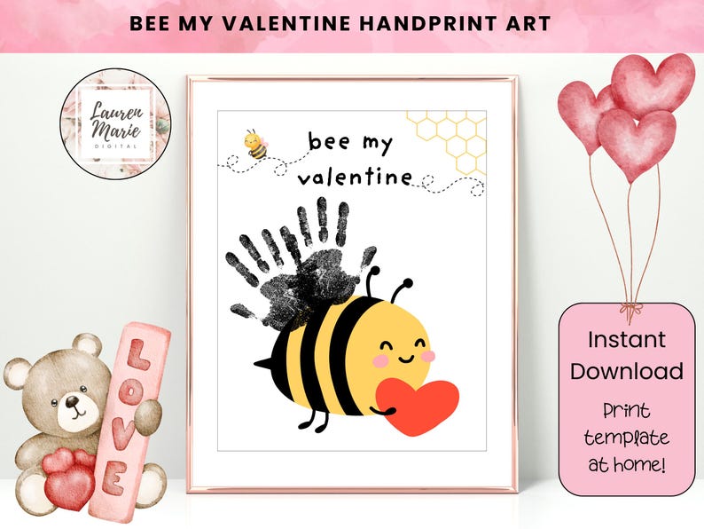Bee My Valentine Handprint Art | DIY Hand Toddler Preschool ...