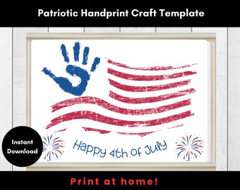 American Flag Handprint Craft | Patriotic Handprint Template | Happy ...