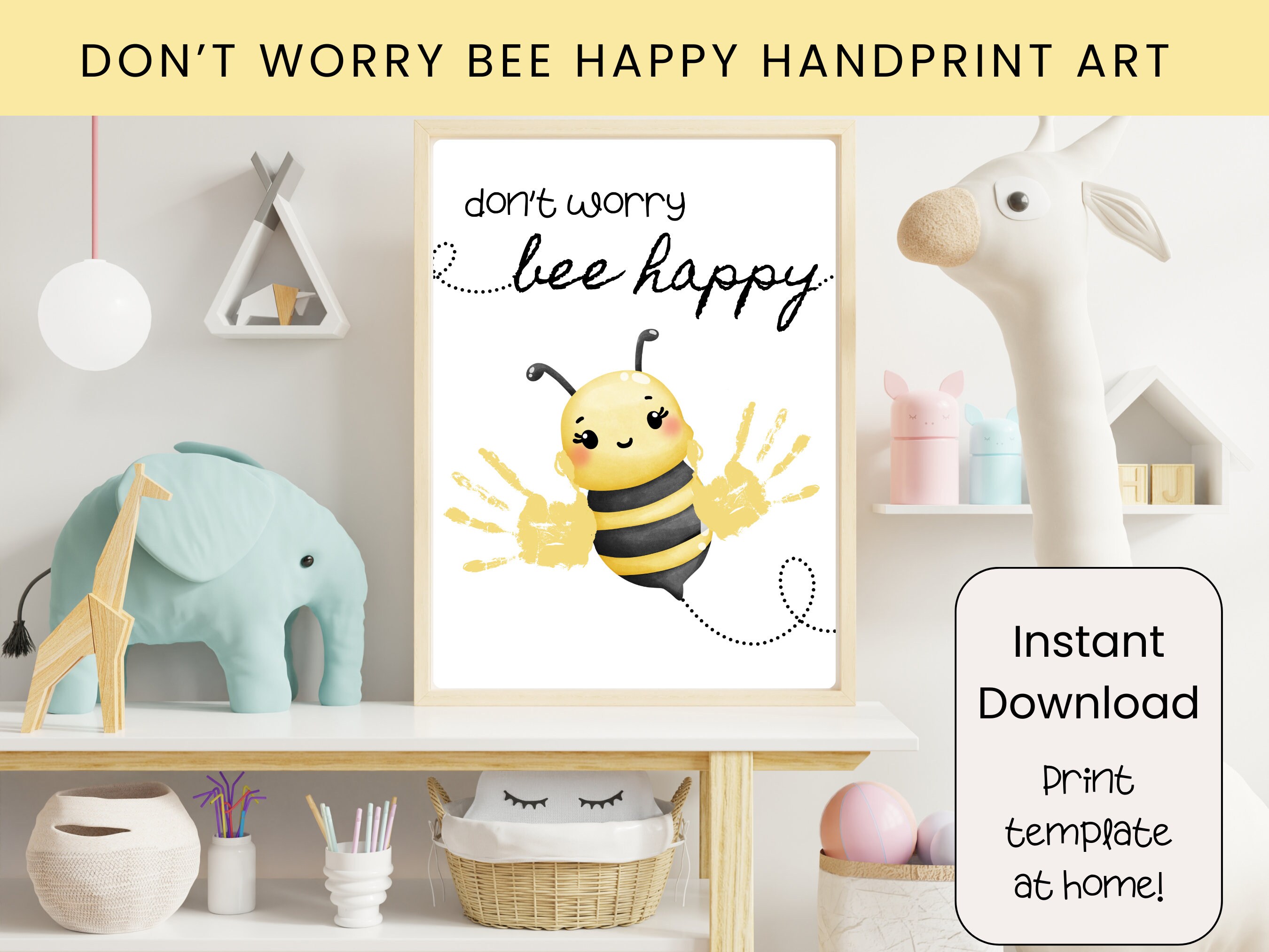 Don't Worry Bee Happy Handprint Art | Preschool Craft Template | DIY ...