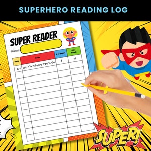 Superhero Kids Reading Log | Printable Reading Journal for Kids | 15 ...
