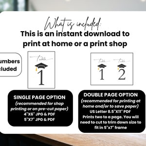 Printable Graduation Party Table Numbers | Grad Party Decor | High ...