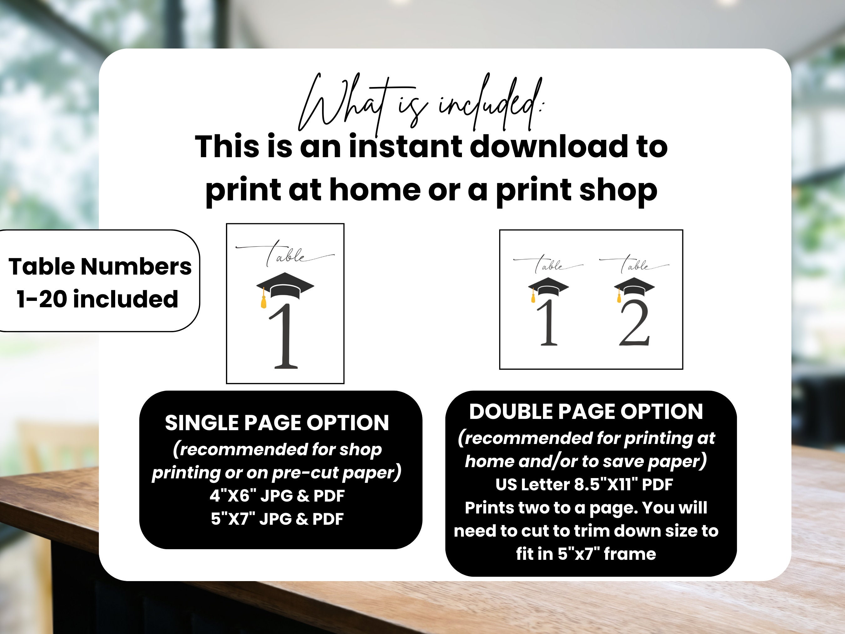 Printable Graduation Party Table Numbers | Grad Party Decor | High ...