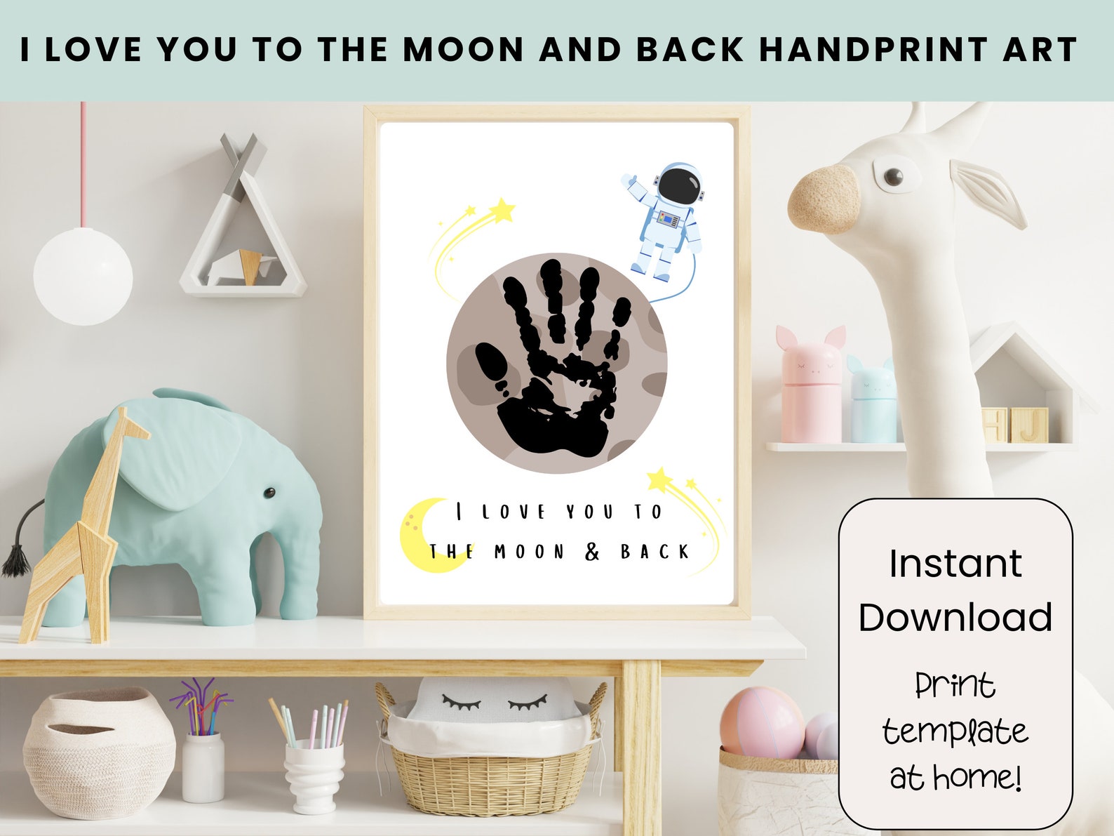 I Love You to the Moon and Back Handprint Art | Preschool Craft ...