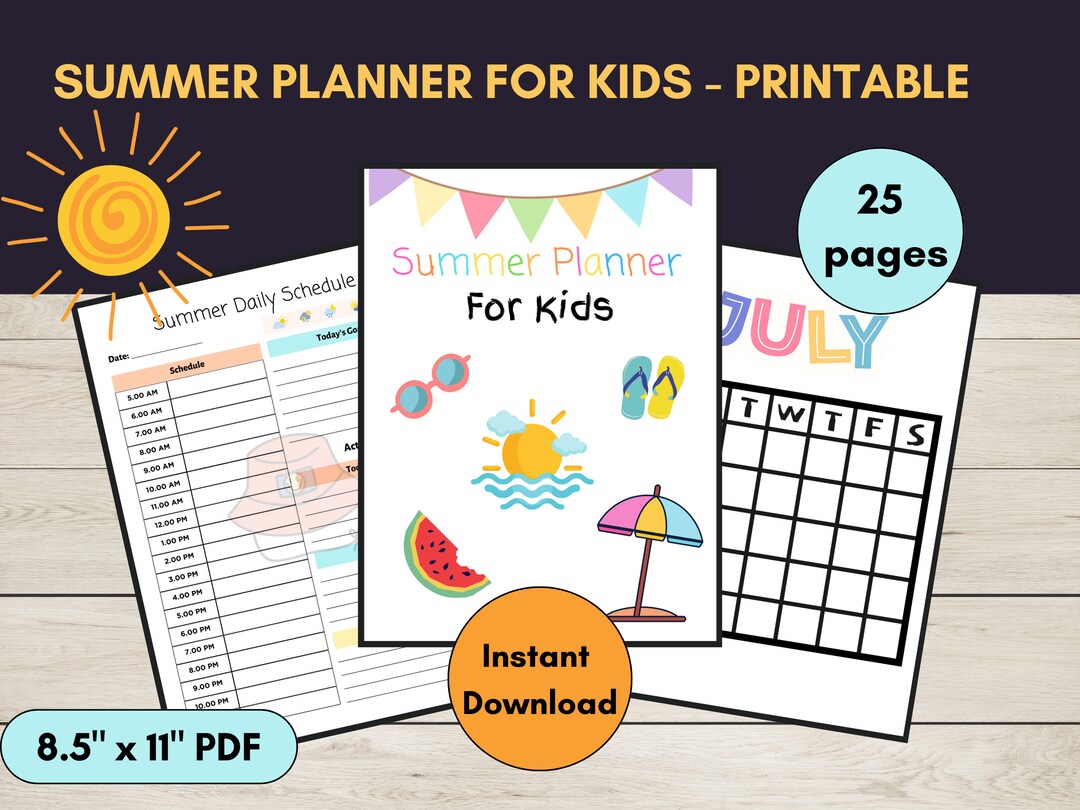 PRINTABLE SUMMER 2025 Planner Bundle for Kids | Summer Calendar ...