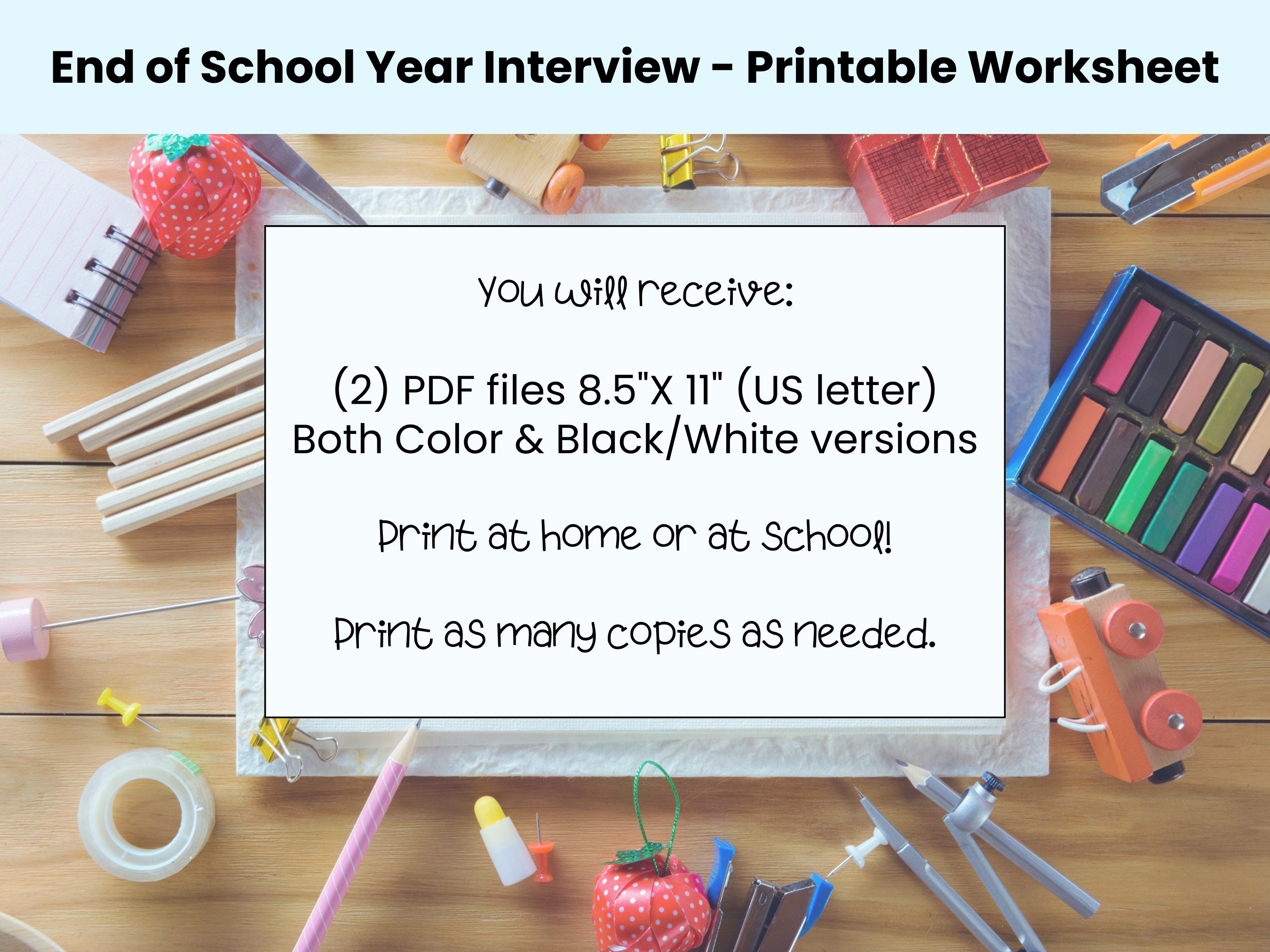 End of School Year Interview Page | Year in Review Printable | Year End ...