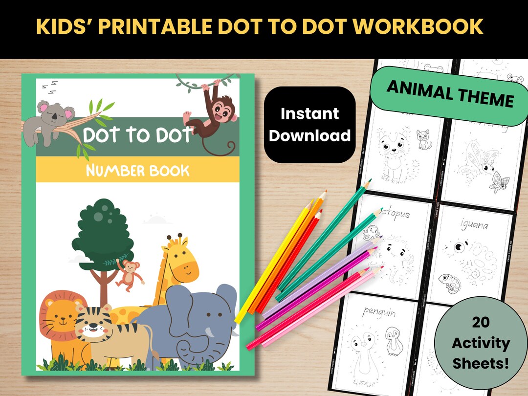 Printable Dot to Dot Number Book for Kids | 20 Dot to Dot Activity ...