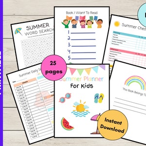 PRINTABLE SUMMER 2025 Planner Bundle for Kids | Summer Calendar ...