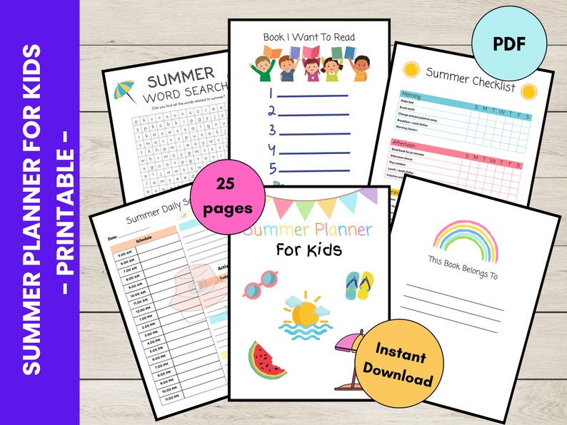 PRINTABLE SUMMER 2025 Planner Bundle for Kids | Summer Calendar ...