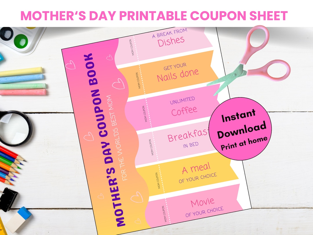 Mother's Day Coupon Book | Printable Mothers Day Gift | Mothers Day ...