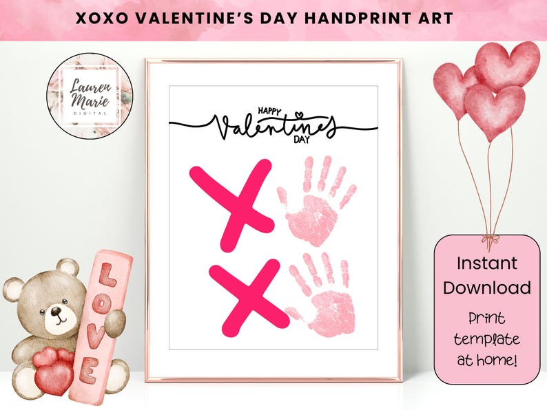 XOXO Valentines Day Handprint Art | DIY Hand Toddler Preschool ...
