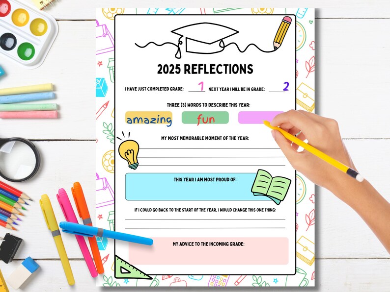 End of School Year Review Page | Student Reflection Printable ...