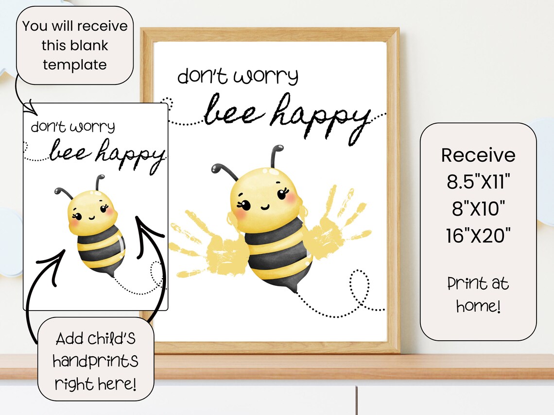 Don't Worry Bee Happy Handprint Art | Preschool Craft Template | DIY ...