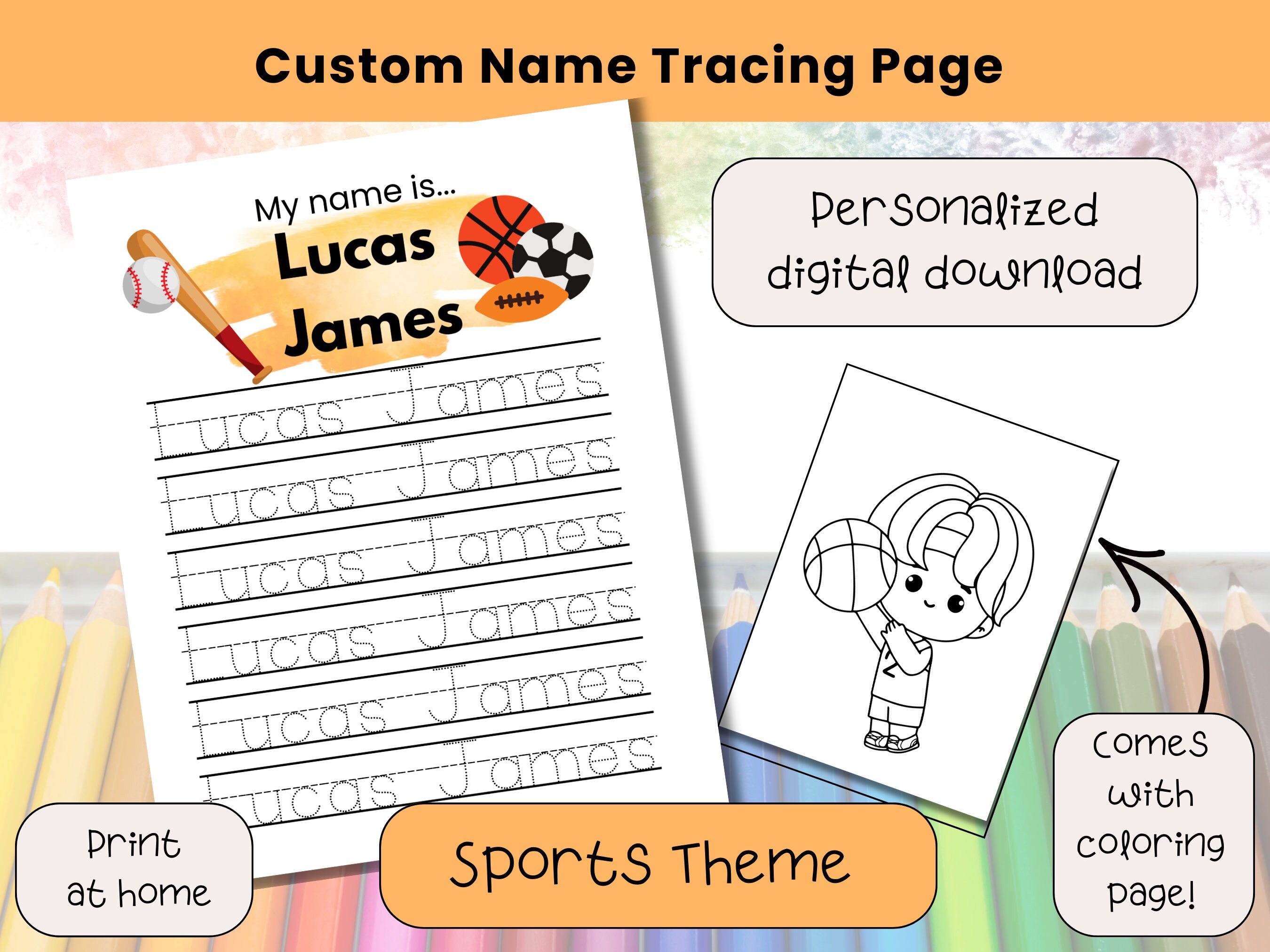 Custom Name Tracing Page | Custom Handwriting Practice Sheet | Name ...