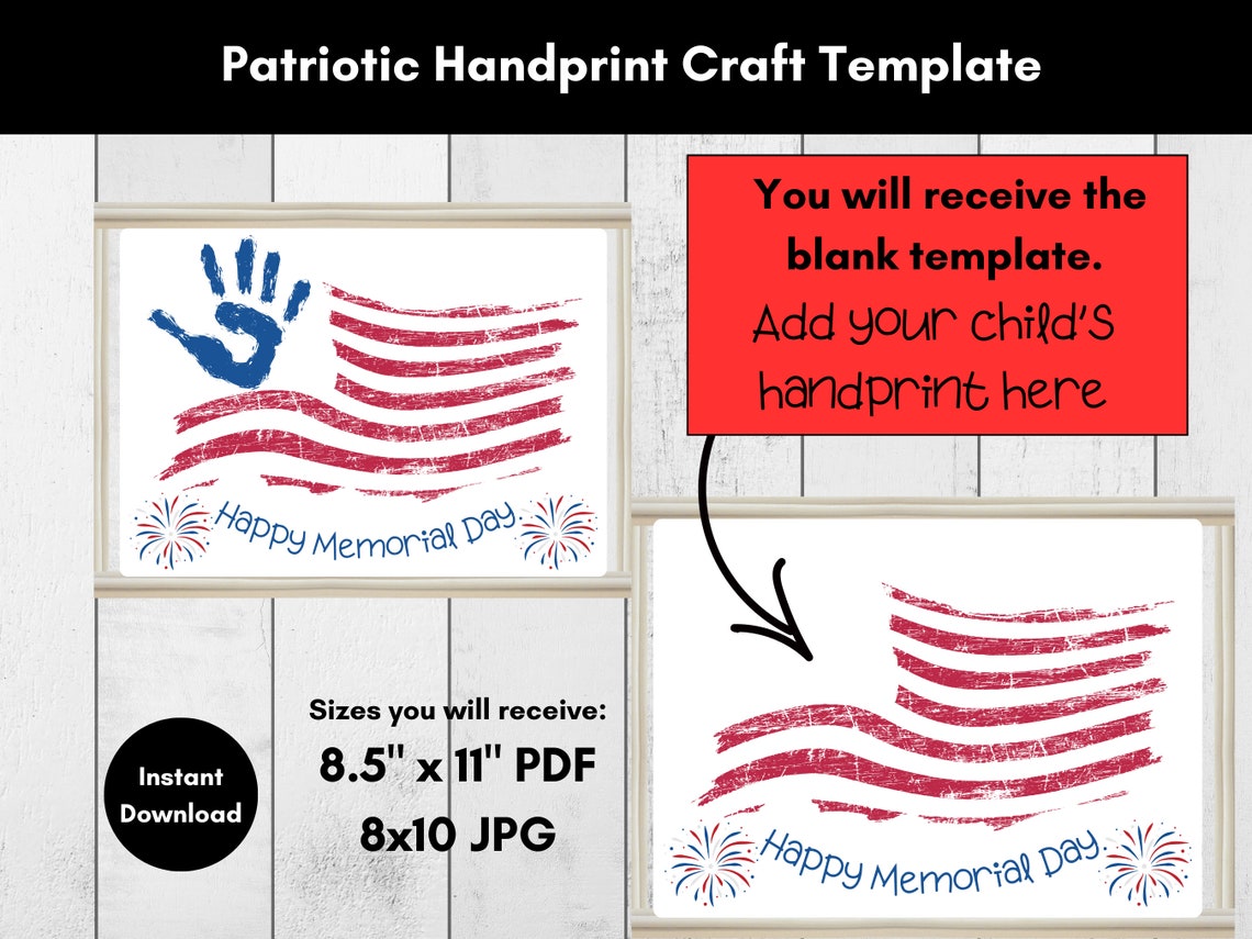 American Flag Handprint Craft | Patriotic Handprint Template | Happy ...