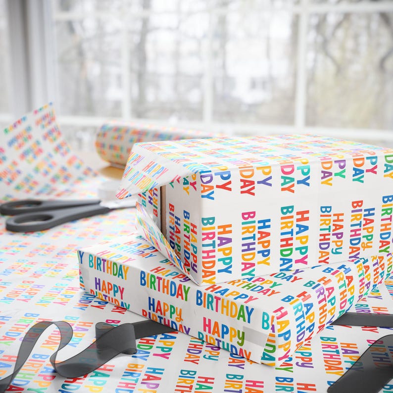 Colorful Birthday Wrapping Paper Roll | Gift Wrap for All Occasions ...
