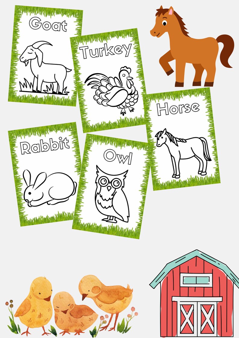 Farm Animals Colouring Pages - Printable Children's Activity Sheets - Etsy