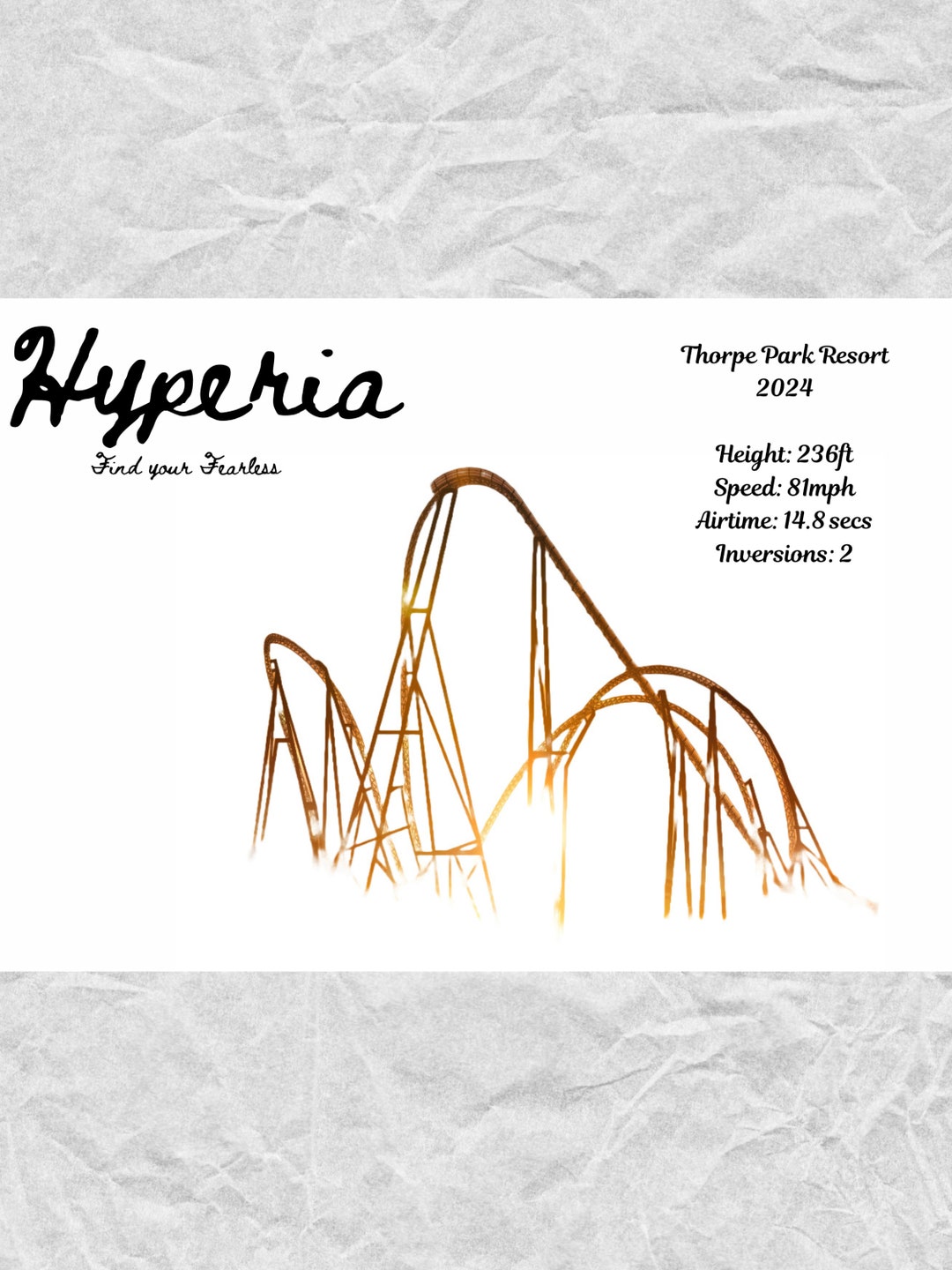 Hyperia Thorpe Park Wall Art/poster Coaster Outline and Layout ...