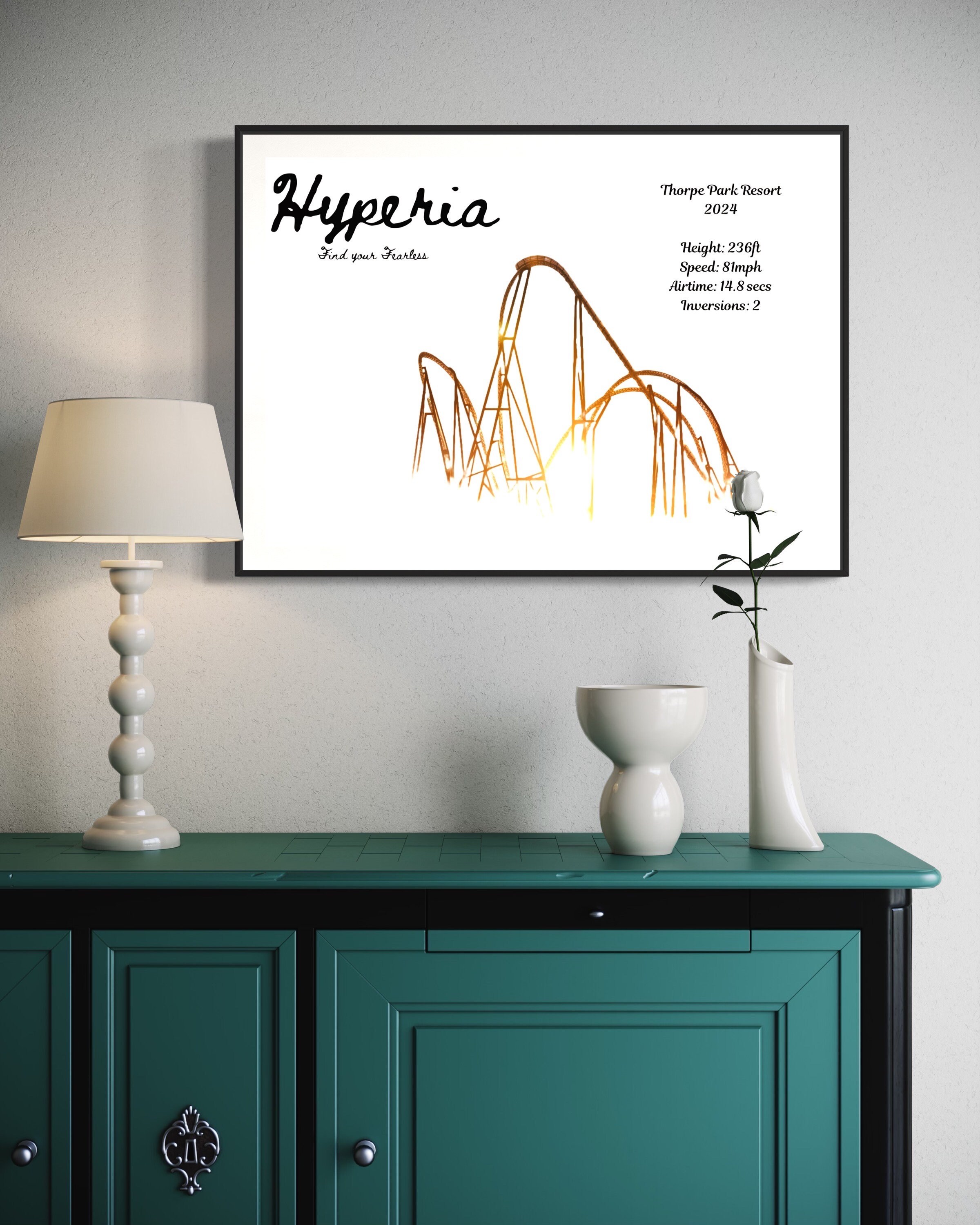 Hyperia Thorpe Park Wall Art/poster Coaster Outline and Layout ...
