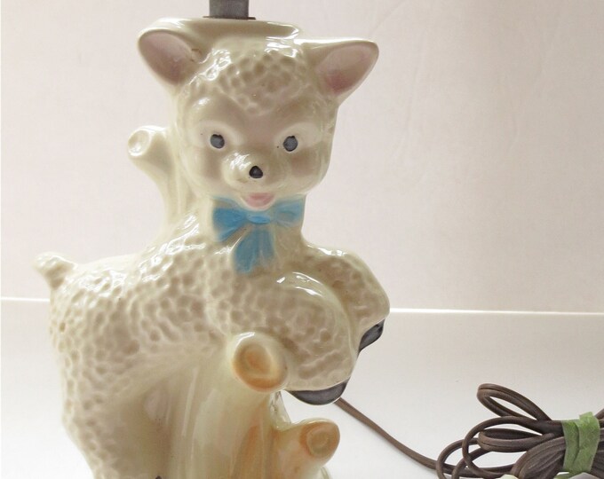 Little Lamb Nursery Lamp - Vintage 1950s - Ceramic - Sleep Lamp ...