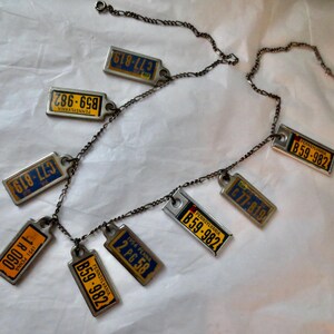 Vintage License Plate Charm Necklace - Assembled From Vintage 1950s ...